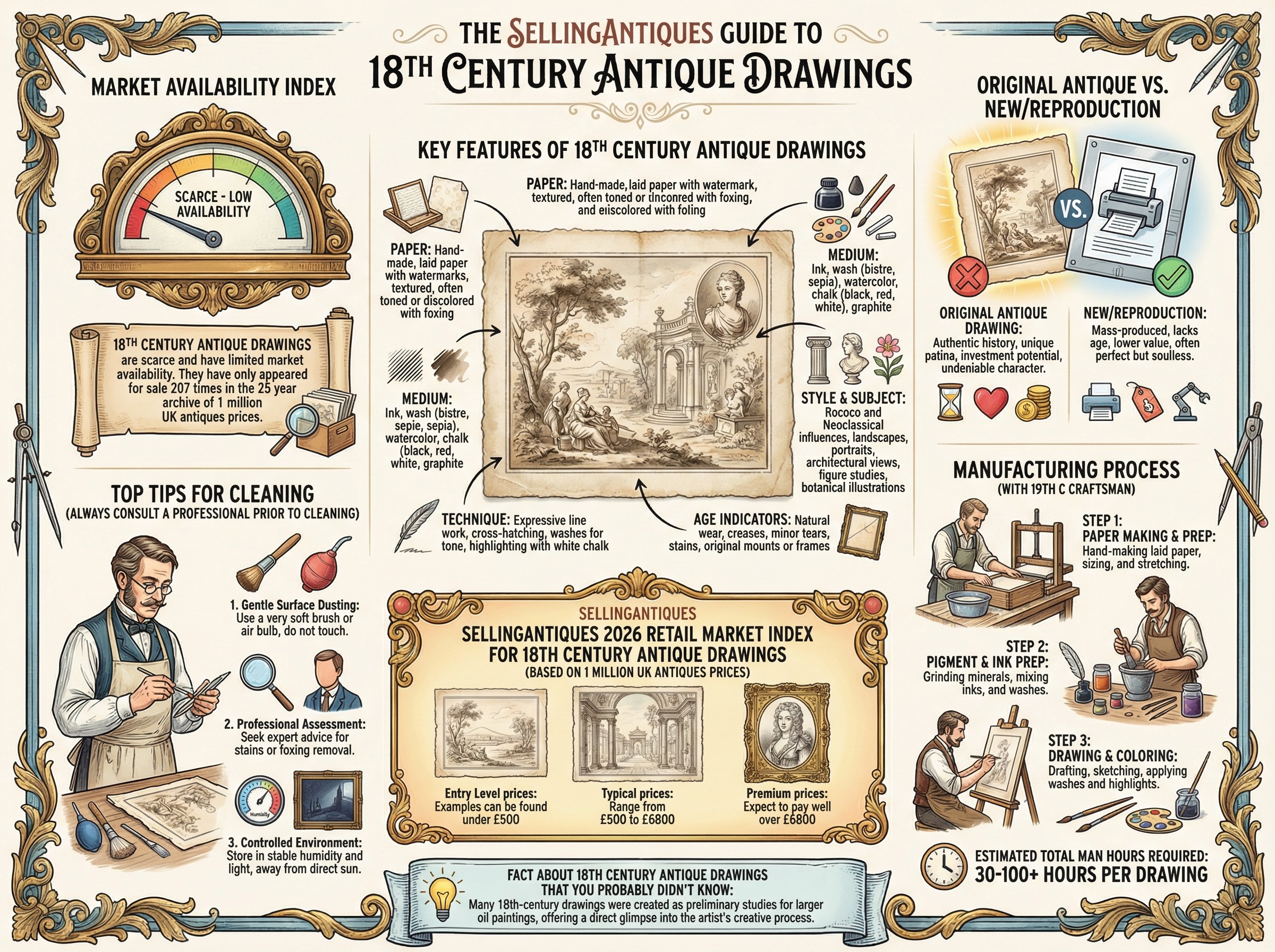 The Sellingantiques Guide to 18th Century Antique Drawings