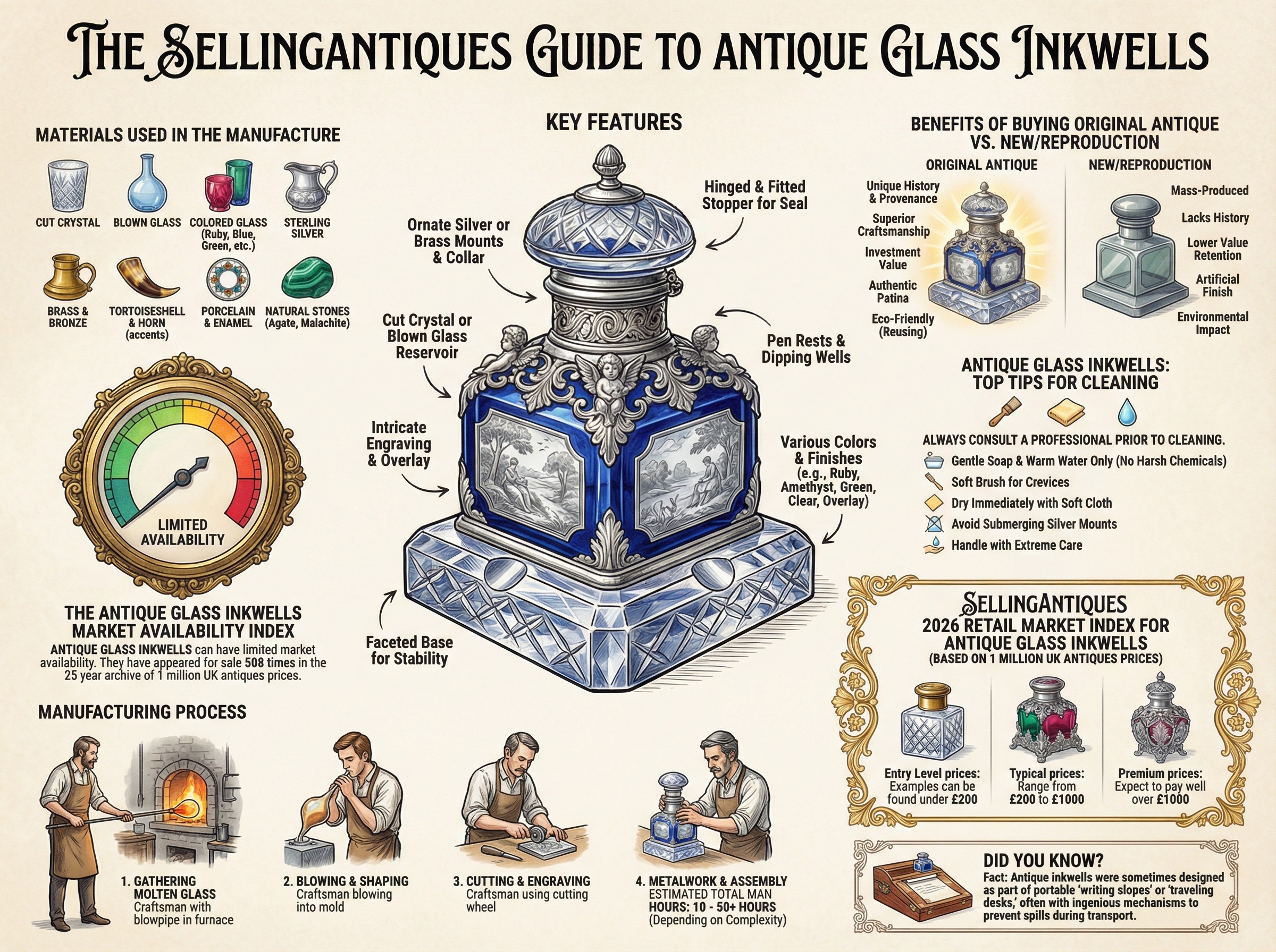 The Sellingantiques Guide to Antique Glass Inkwells