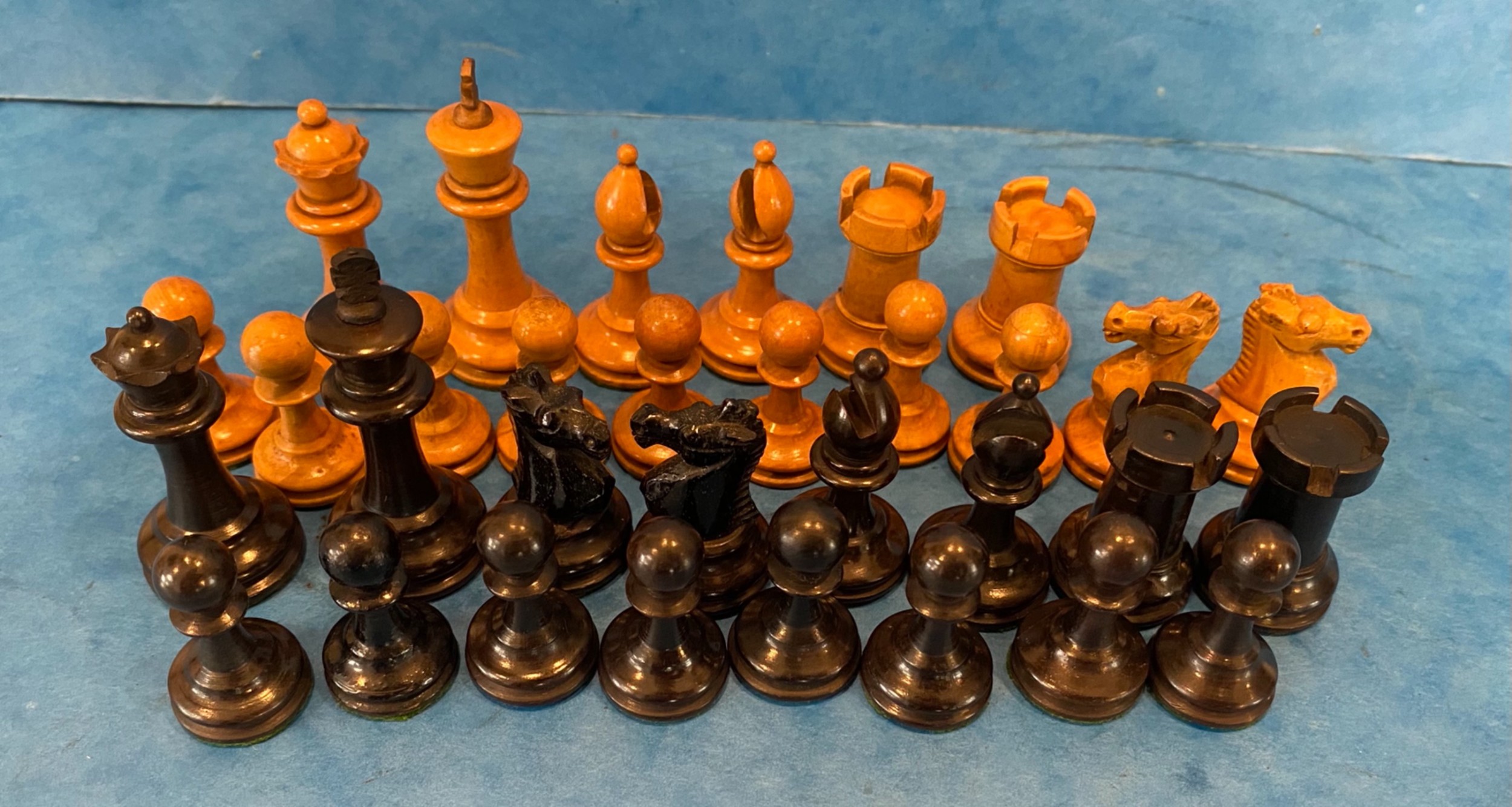 Victorian Boxwood And Ebony Chess Set.