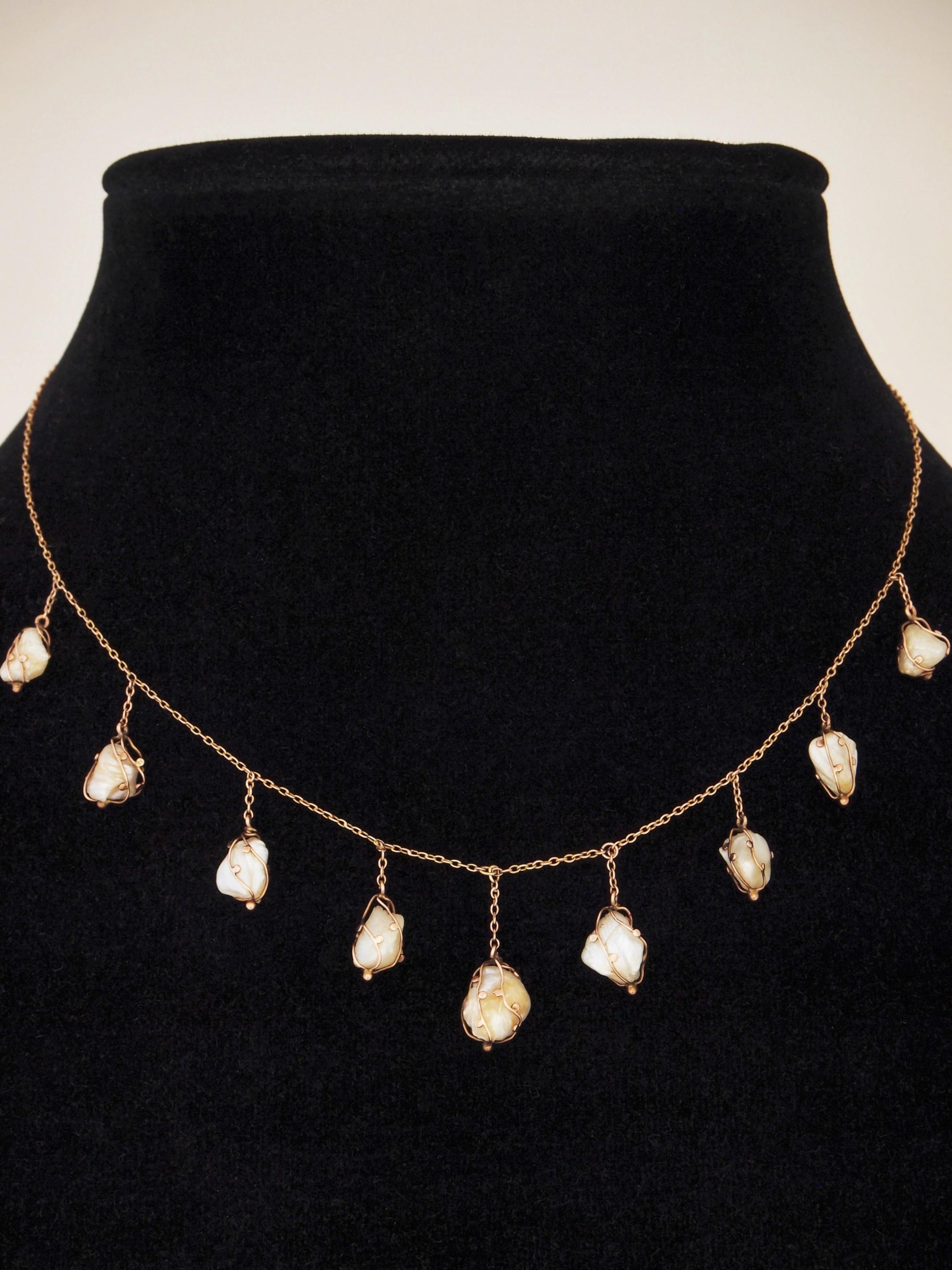 Gold Necklace With Baroque Pearls