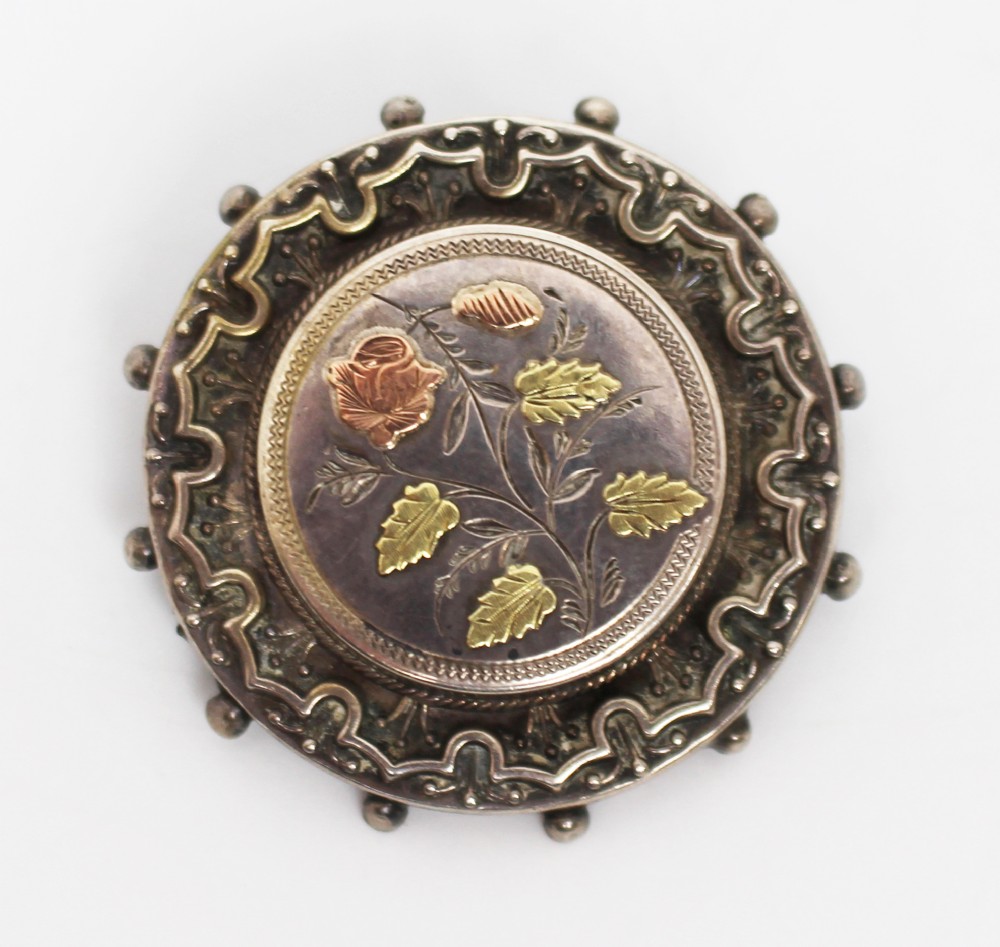 Victorian Silver & Gold Floral Brooch